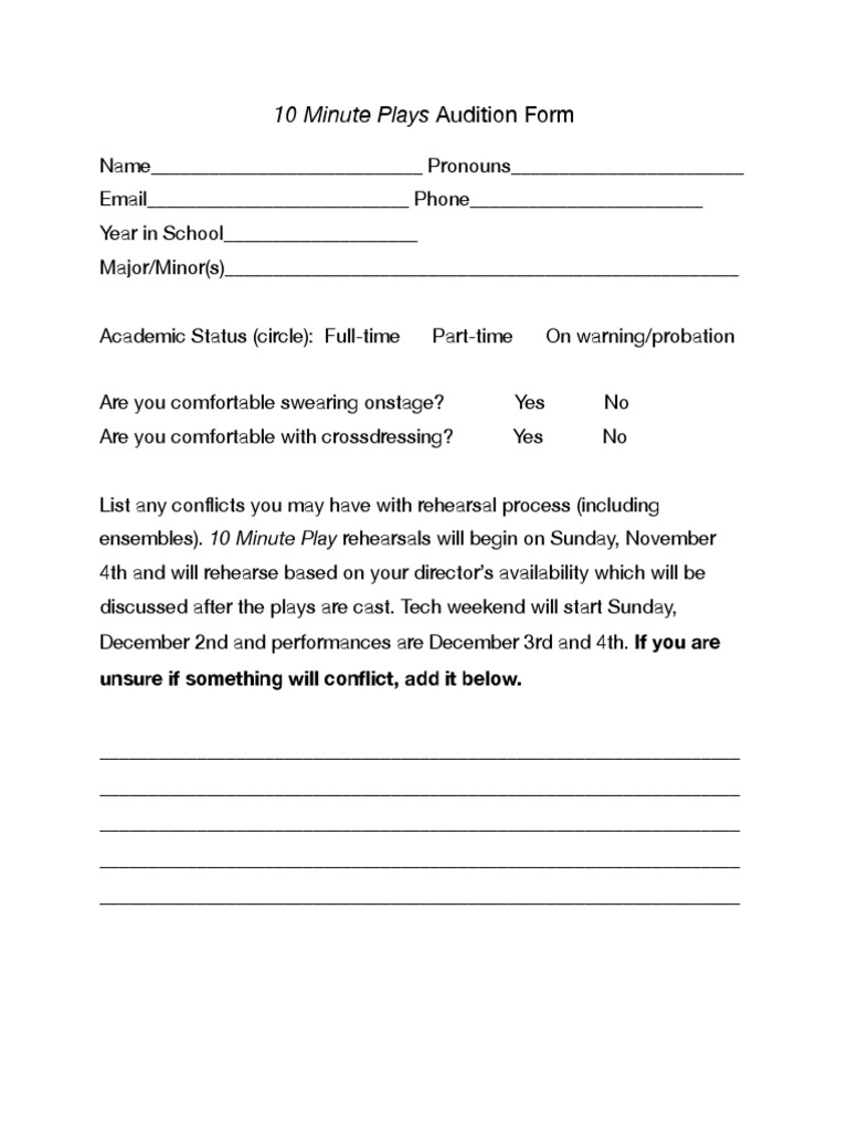 Audition Form | PDF