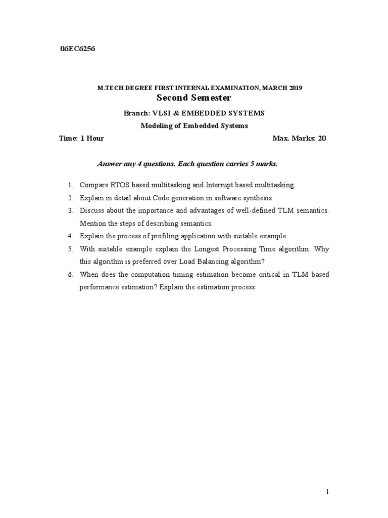 Second Semester: Answer Any 4 Questions. Each Question Carries 5 Marks ...