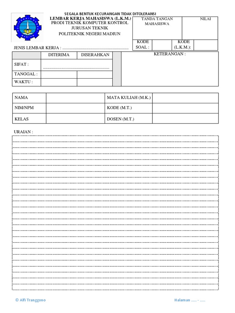 Lembar Kerja Mahasiswa-PNM (Alfi Tranggono) - 1 | PDF