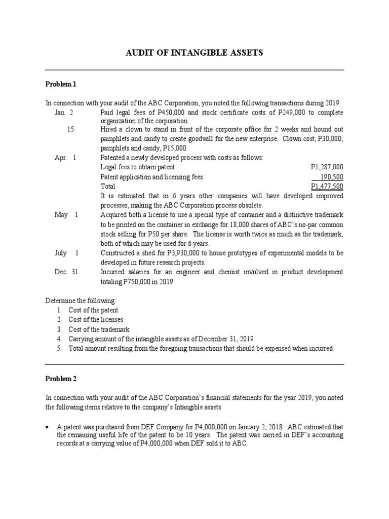 Audit of Intangible Assets | PDF | Intangible Asset | Book Value