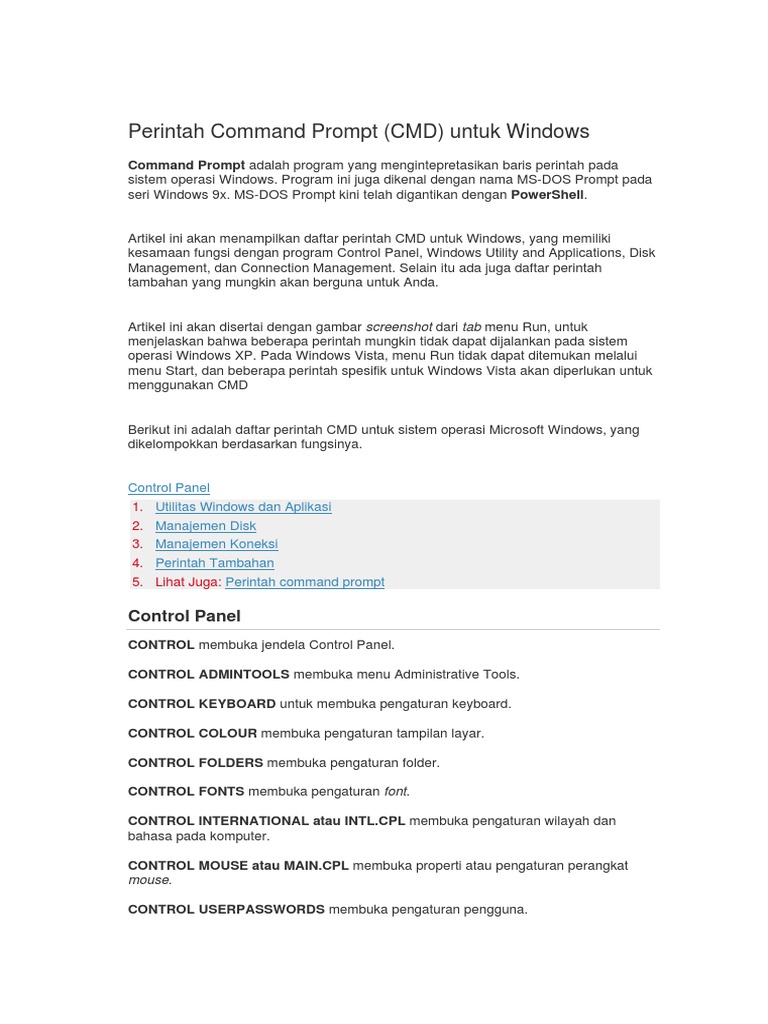 Kumpulan Perintah CMD (Command Promt) | PDF