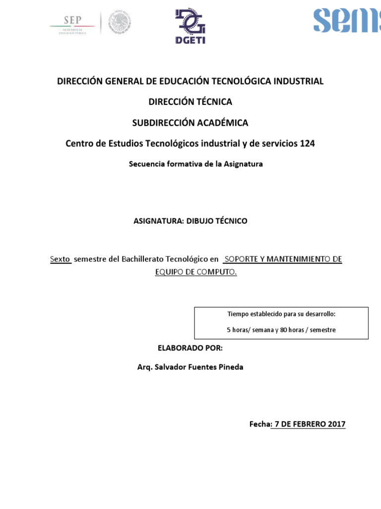 Secuencia-Didactica Dibujo-Tecnico 2017 Cetis-124 | PDF | Evaluación | Dibujo