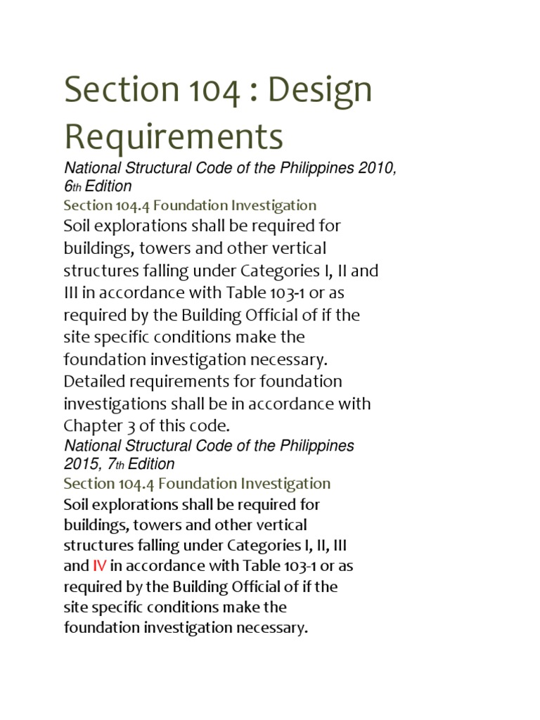 Reference NSCP 2015 - Section 104 | PDF