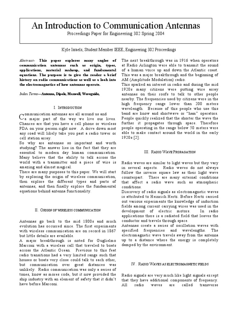 Overview of Communication Antennas | PDF | Radio Wave | Antenna (Radio)