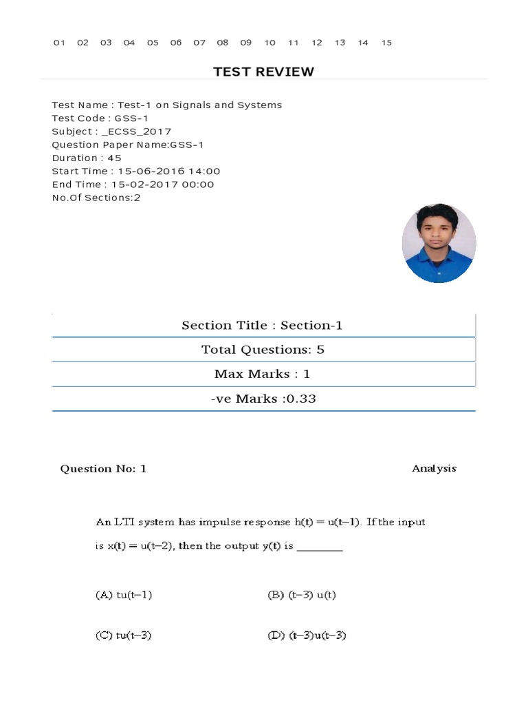 Test Review: Section Title: Section-1 Total Questions: 5 Max Marks: 1 ...