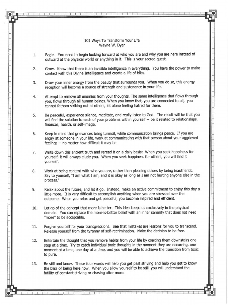 101 Ways To Transform Your Life Wayne Dyer Pdf