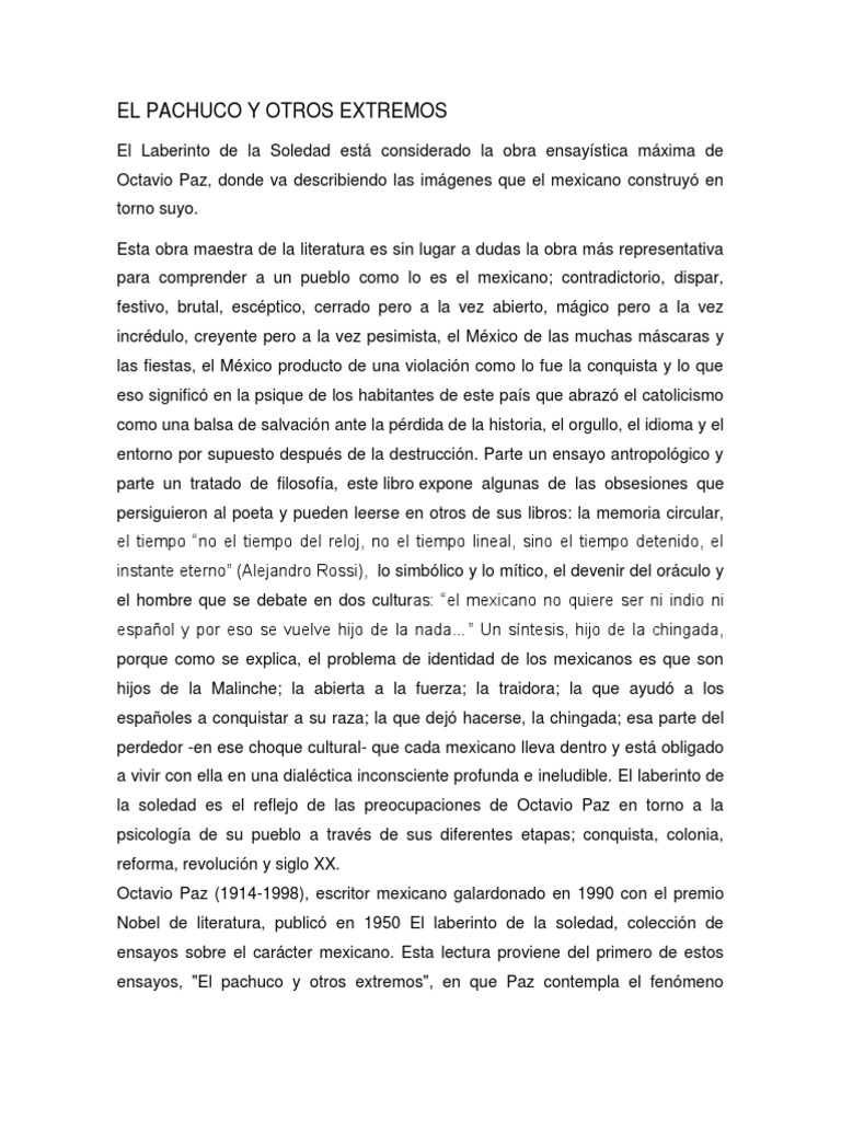 El Pachuco y Otros Extremos | PDF | Soledad | México