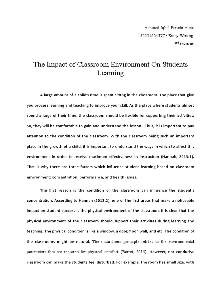 Classroom Environment's Impact on Learning | PDF | Classroom | Teachers
