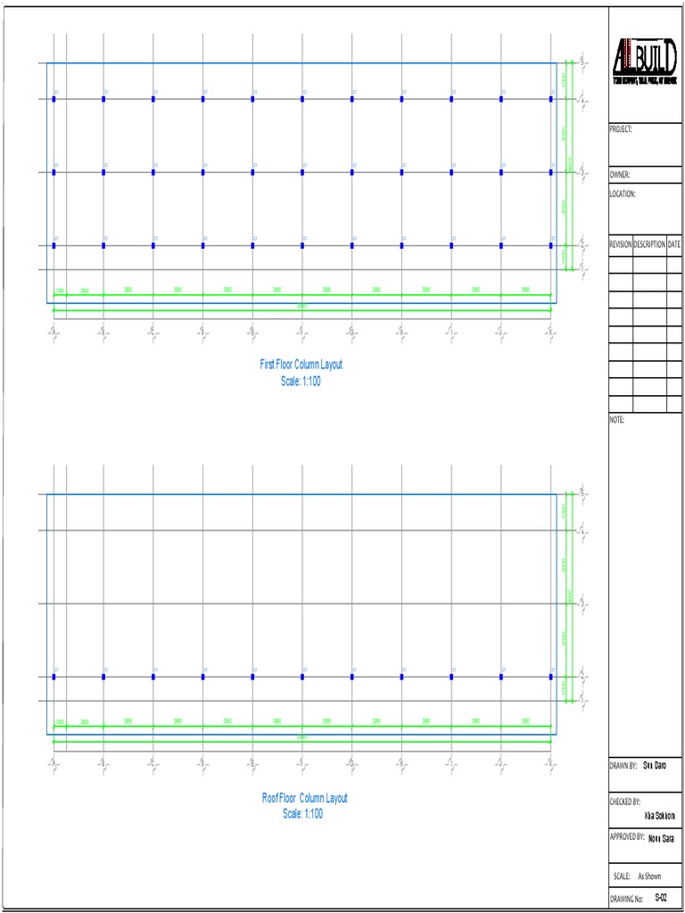 First Floor Column Layout Scale: 1:100: Project | PDF