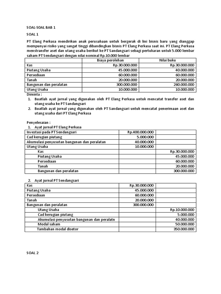Soal-Soal Akl 1 | PDF