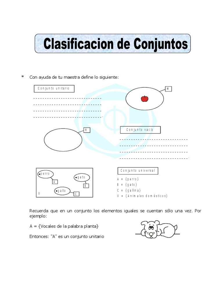 Ficha Clases de Conjuntos CUARTO de Primaria | PDF | Objetos ...