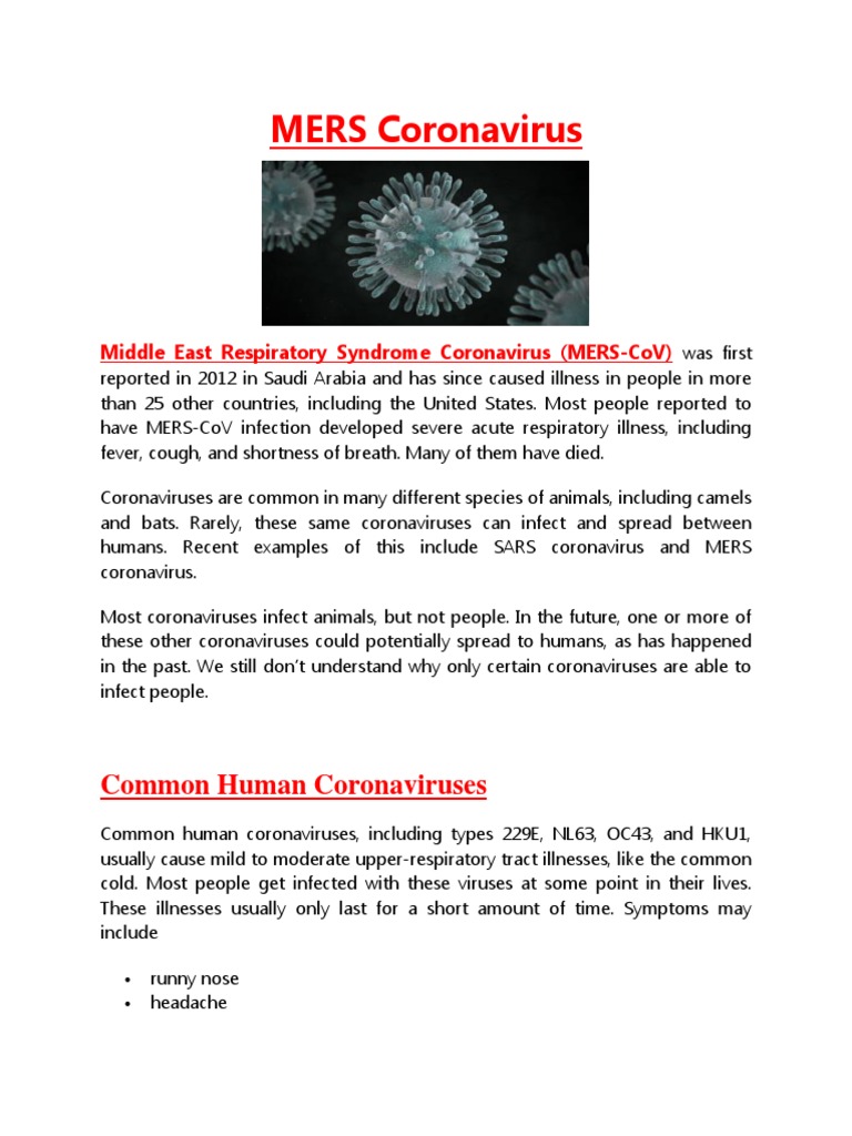 MERS | PDF | Pneumonia | Microbiology