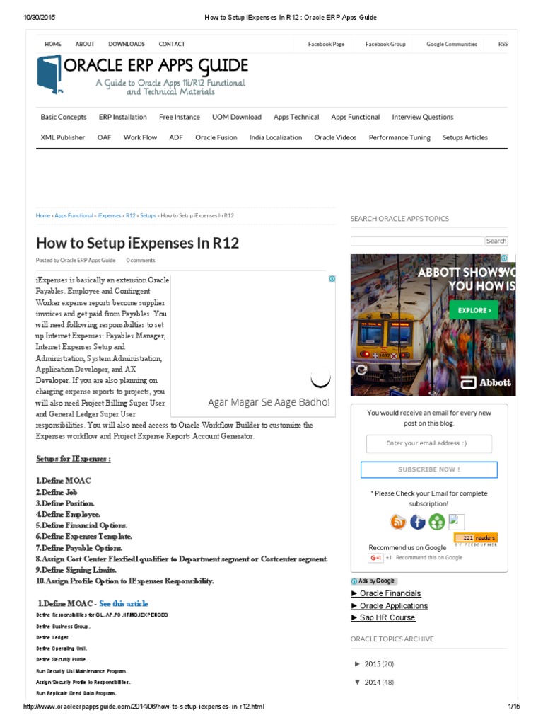 How To Setup Iexpenses in R12: Agar Magar Se Aage Badho! | PDF | Accounts Payable | Invoice