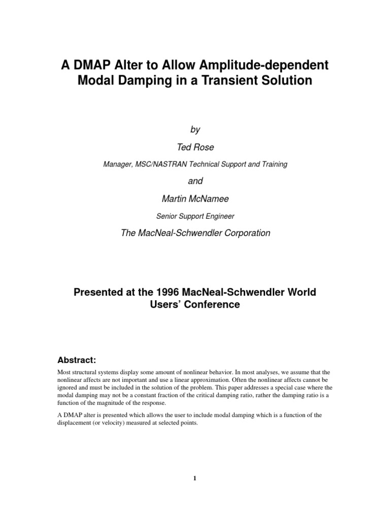 A DMAP Alter To Allow Amplitude-Dependent | PDF
