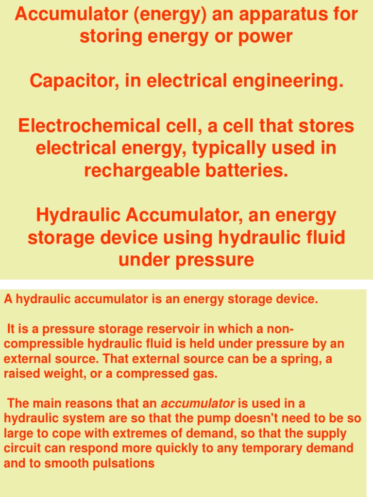 Hydraulic Accumulator | PDF | Rechargeable Battery | Energy Storage