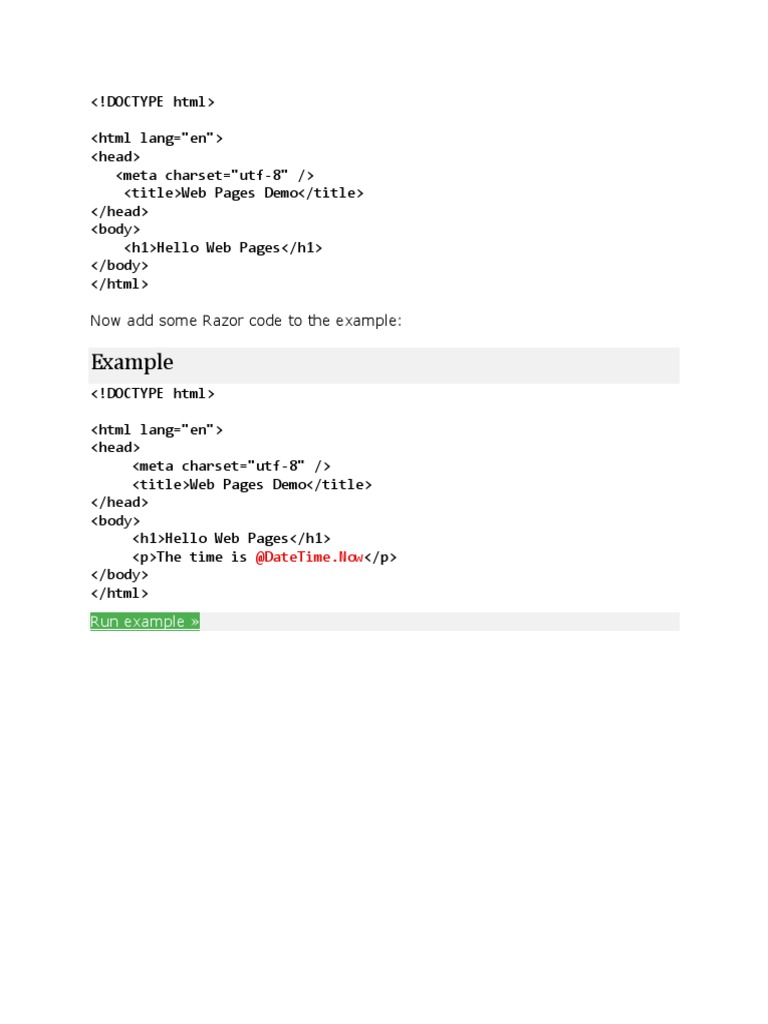 Example: Now Add Some Razor Code To The Example | PDF | Technology ...