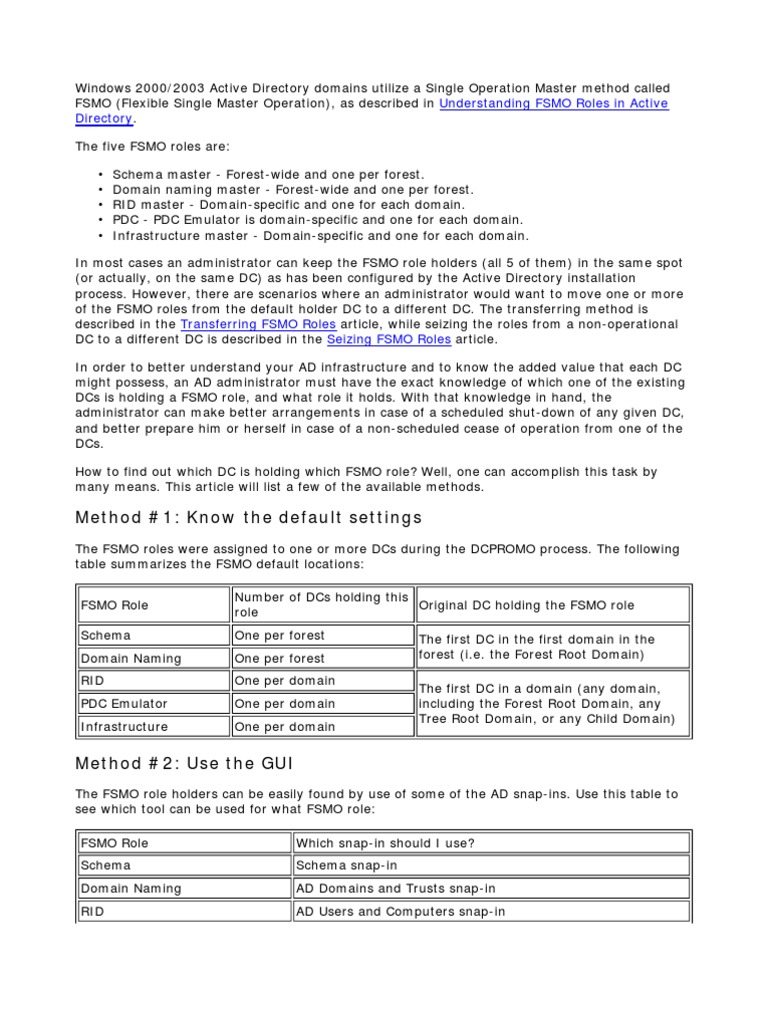 Determine FSMO Role | PDF | Active Directory | Information Technology ...