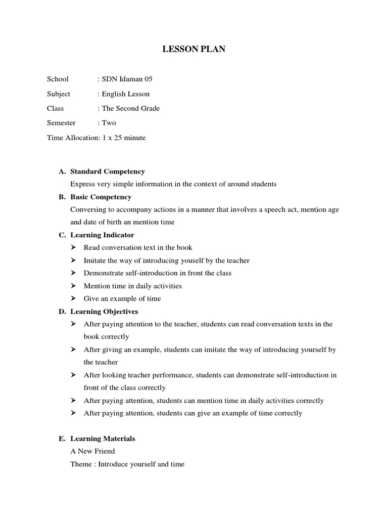 Lesson Plan: A. Standard Competency | PDF | Conversation | Teachers