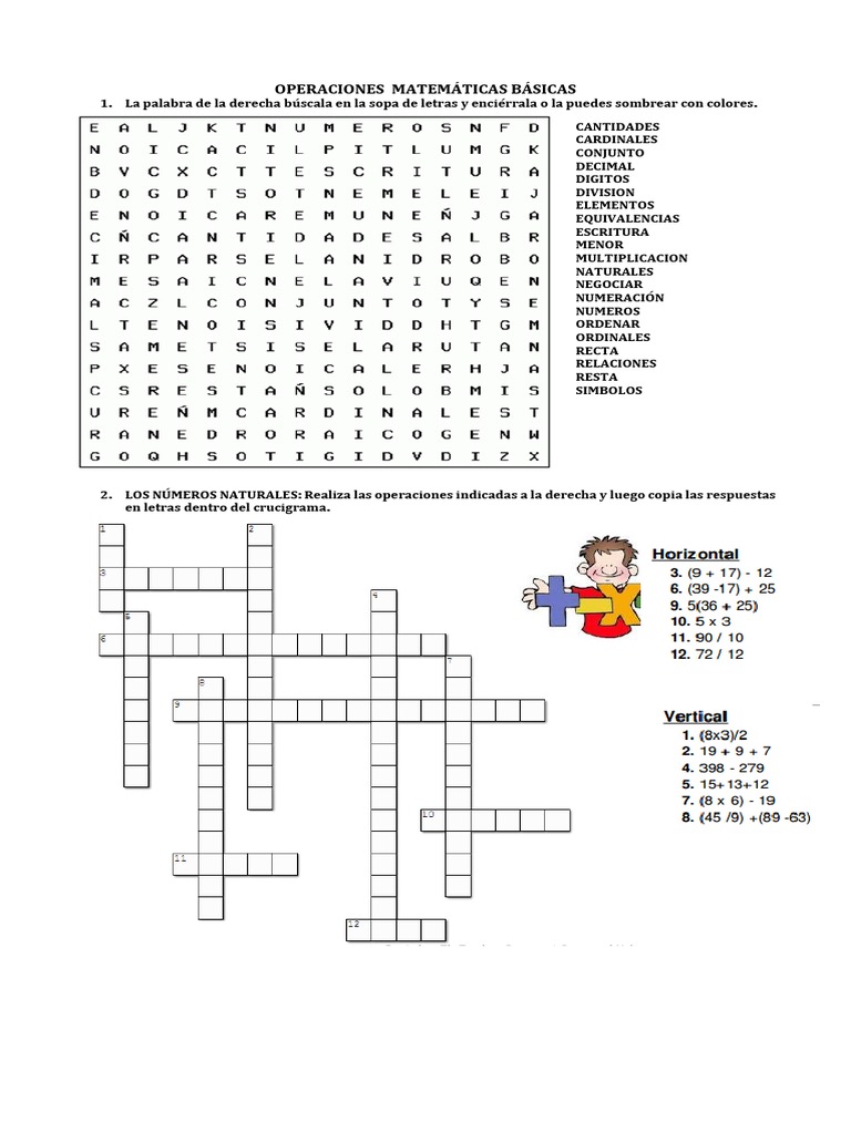 Guia 1 Matematicas Sopa de Letras | PDF
