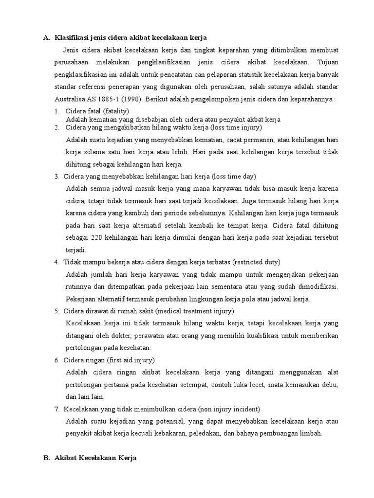 Jenis Cidera Dan Akibat Cidera k3 | PDF