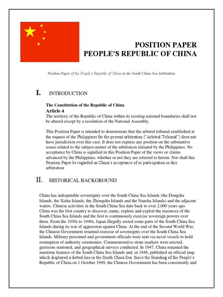 China's Position on South China Sea Arbitration | PDF | Exclusive ...