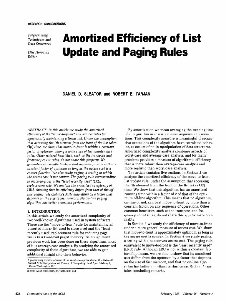 Self Organizing List | PDF | Time Complexity | Sequence