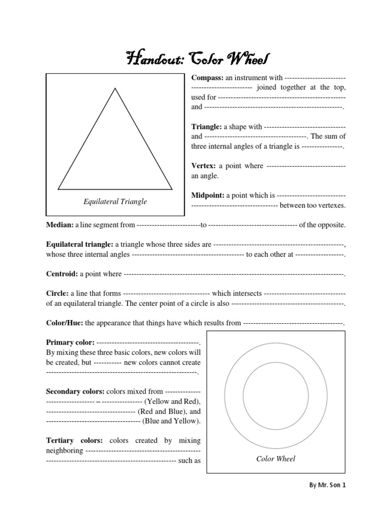 Handout - Color Wheel - Student | PDF | Triangle | Circle