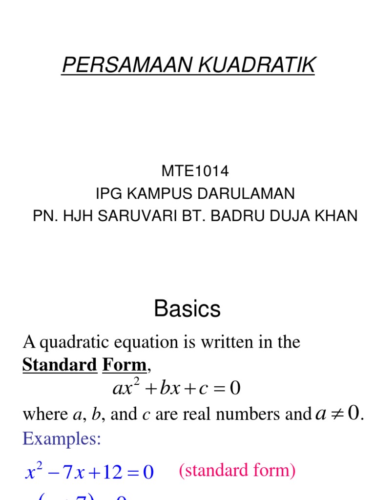 Quadratic Equation | PDF | Quadratic Equation | Equations