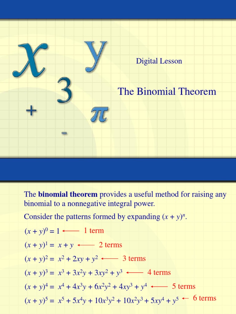 The Binomial Theorem: Digital Lesson | PDF | Abstract Algebra ...