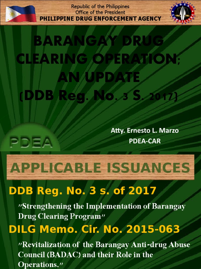 Barangay Drug Clearing Operation An Update (DDB Reg. No. 3 S. 2017 ...