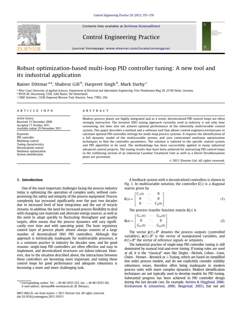 Robust Optimization-Based Multi-Loop PID PDF | PDF | Control Theory | Mathematical Optimization
