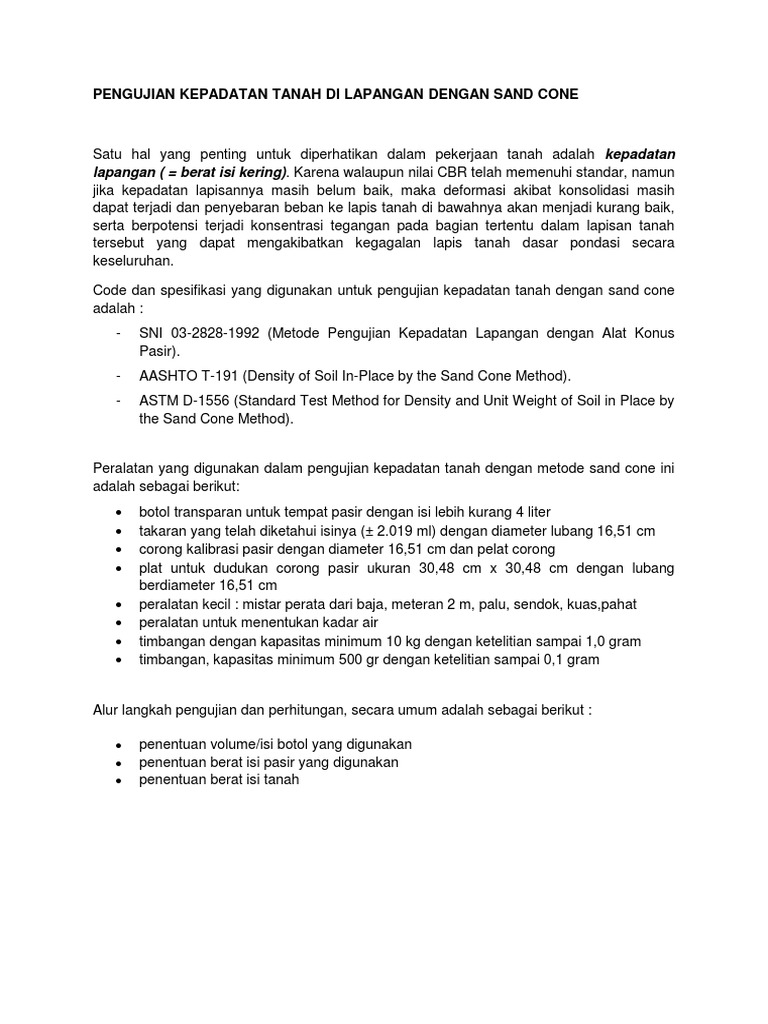 Uji Sand Cone | PDF