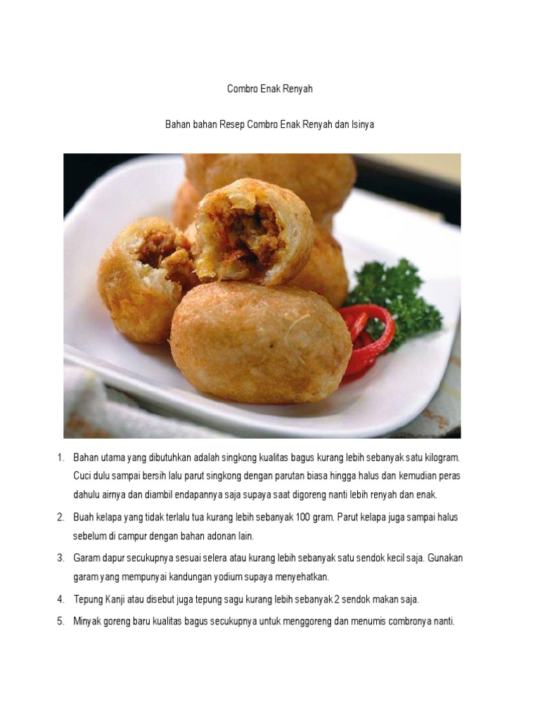 Bahan Bahan Resep Combro Enak Renyah Dan Isinya | PDF