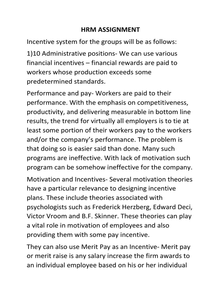 HRM Assignment | PDF | Salary | Incentive