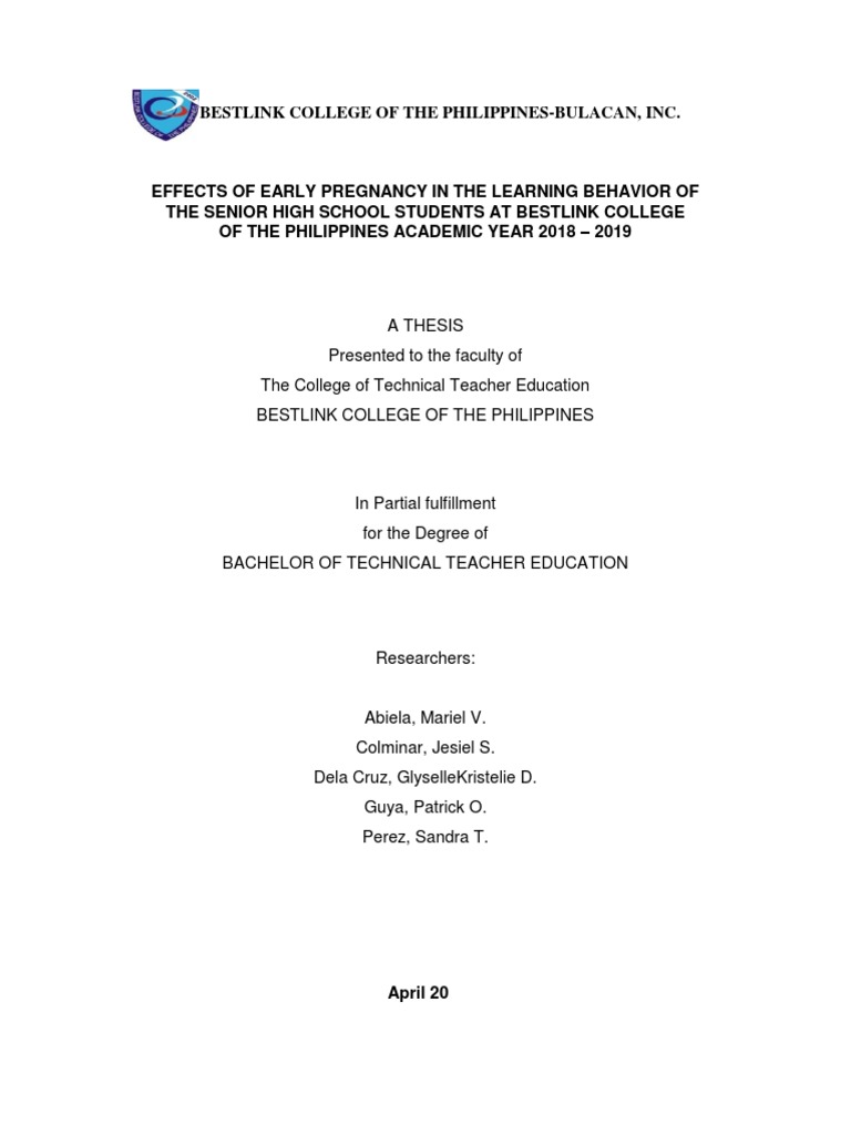 Bestlink College of The Philippines | PDF | Intention | Adolescence