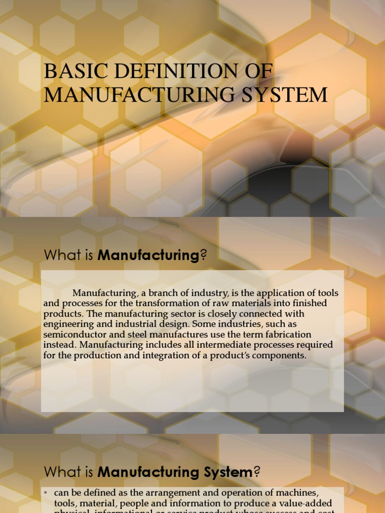 Basic Definition of Manufacturing System | PDF | Automation | Machines