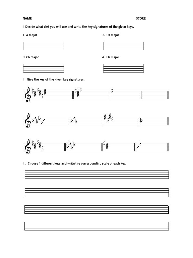 Key Signatures Quiz | PDF