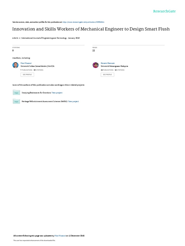 Innovation and Skills Workers of Mechanical Engineer To Design Smart ...