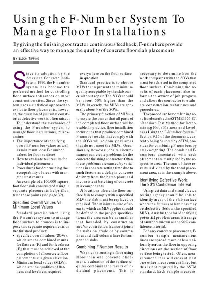 Using F Number System To Manage Floor Installation | PDF | Confidence ...