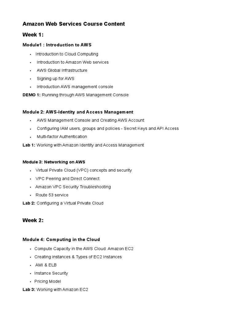 AWS Course: Cloud & Infrastructure Basics | PDF | Amazon Web Services ...