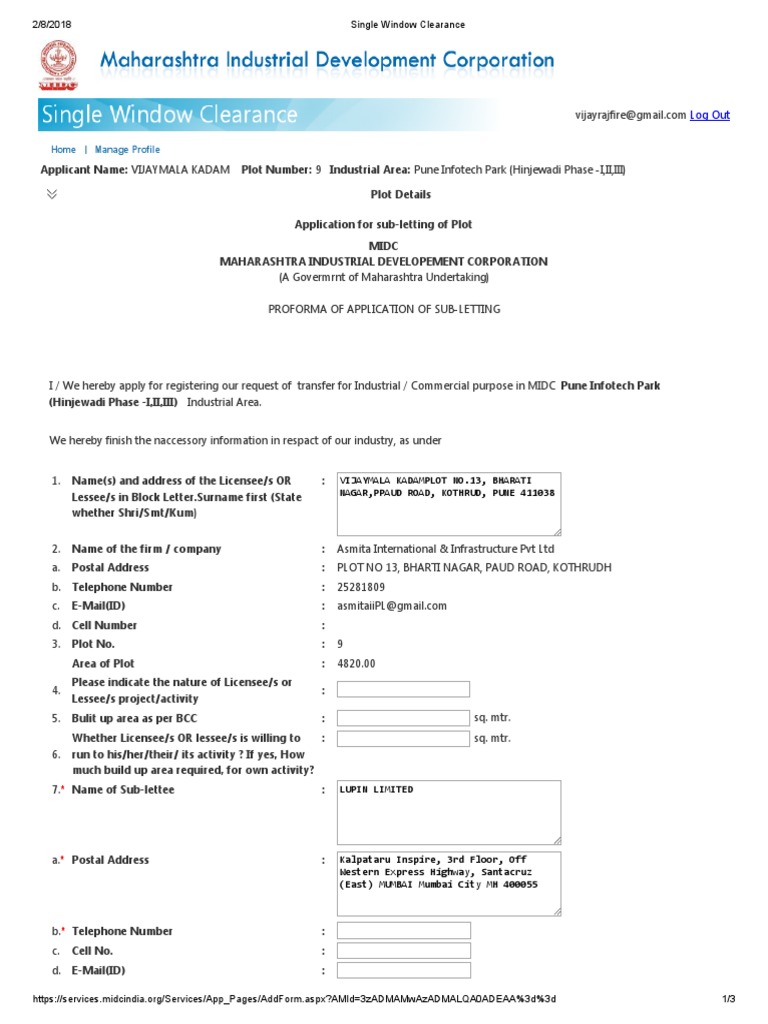 Midc Form | PDF | Lease | Business
