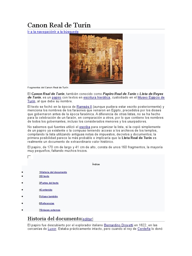 Canon Real de Turín | PDF | Civilizaciones africanas | Antiguo Egipto