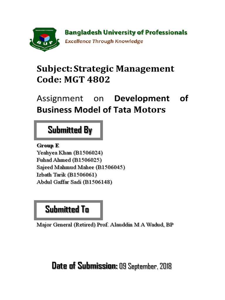 Proposed Business Model of Tata Motors in Bangladesh | PDF | Car ...