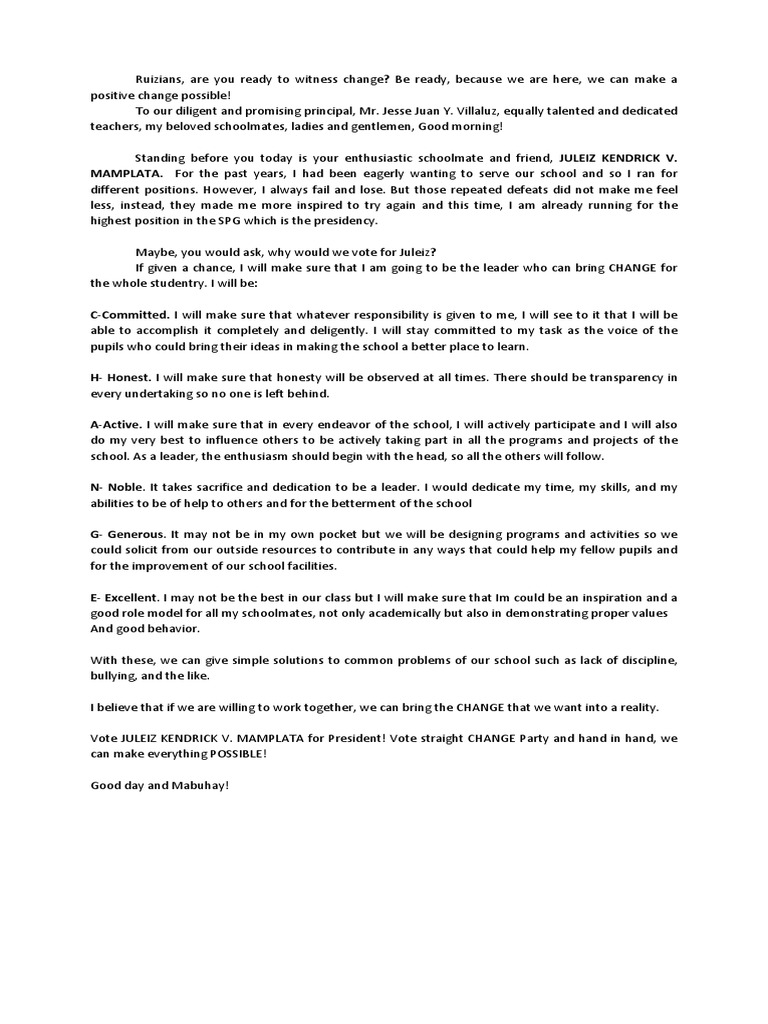 Juleiz Speech | PDF | Behavior Modification | Cognition