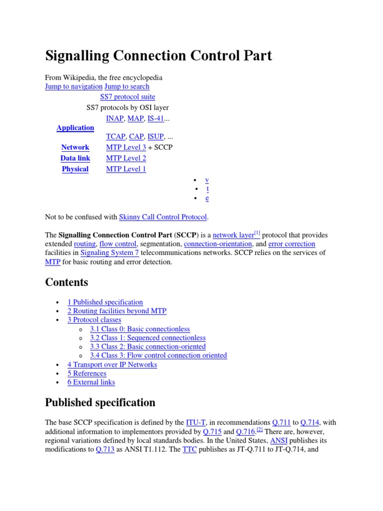 Signalling Connection Control Part | PDF | Internet | Telecommunications