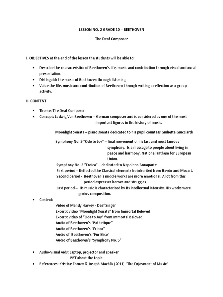 GRADE 10 The Deaf Composer | PDF | Ludwig Van Beethoven | Classical ...