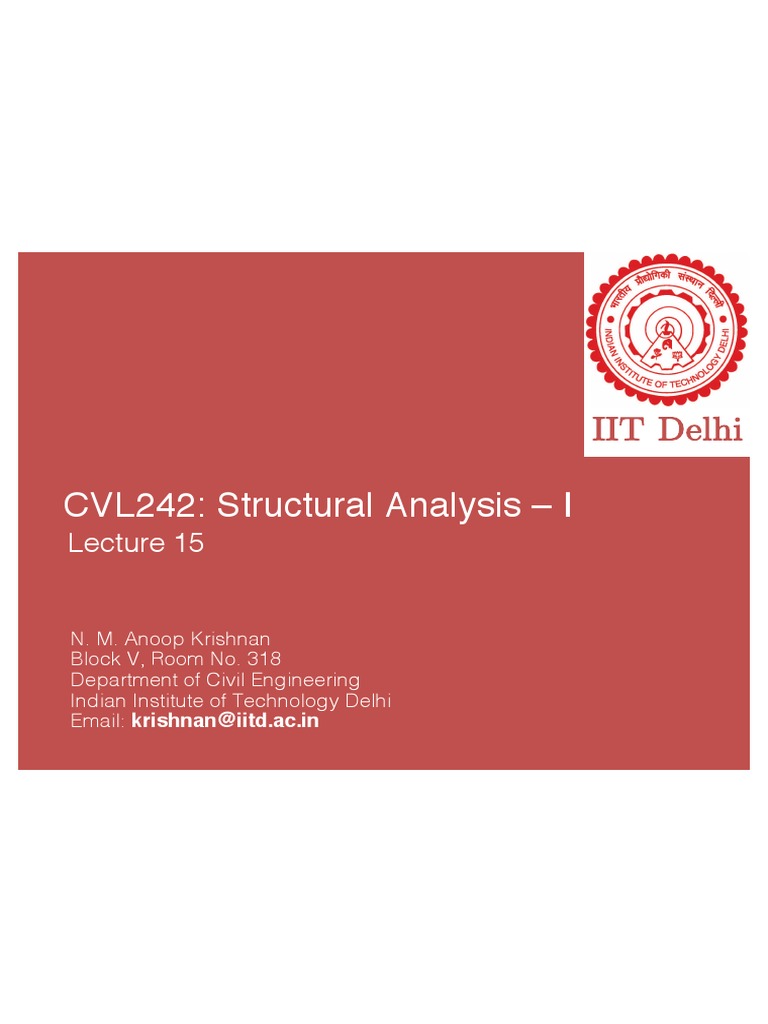 CVL242: Structural Analysis - I: IIT Delhi | PDF | Slope | Structural ...