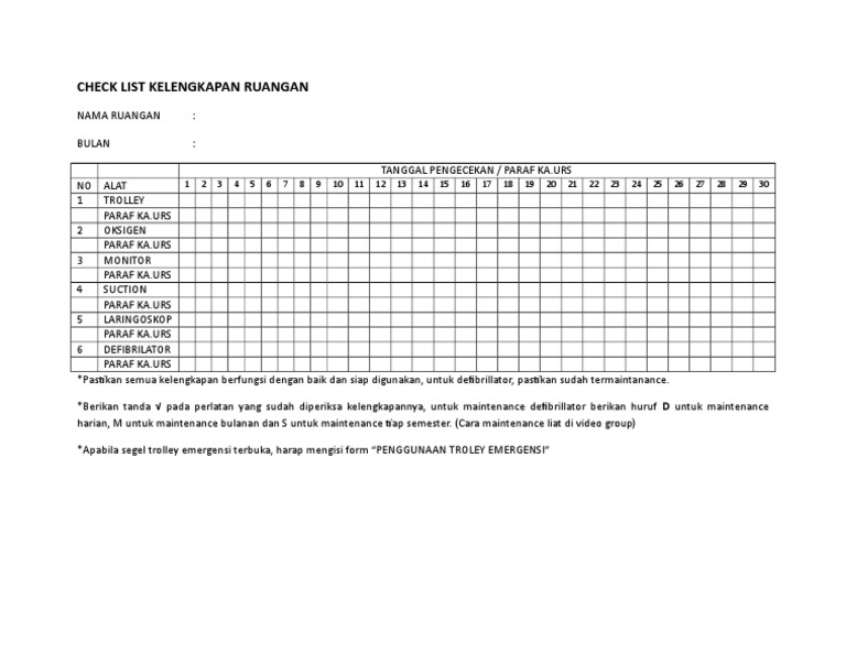 Formulir Ceklist | PDF