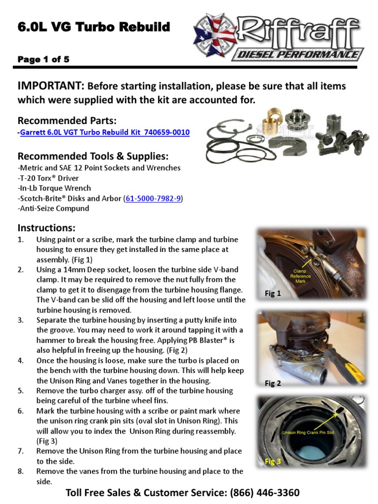 6.0L Turbo Rebuild Instructions PDF | Download Free PDF | Turbocharger ...