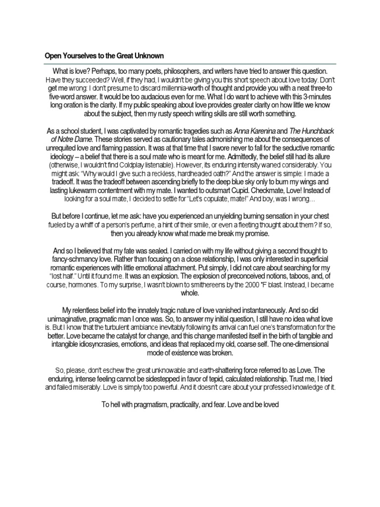 Impromptu Speech | PDF | Bullying | Love